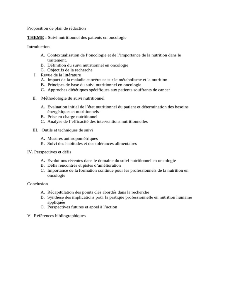 Proposition de plan de rédaction | PDF