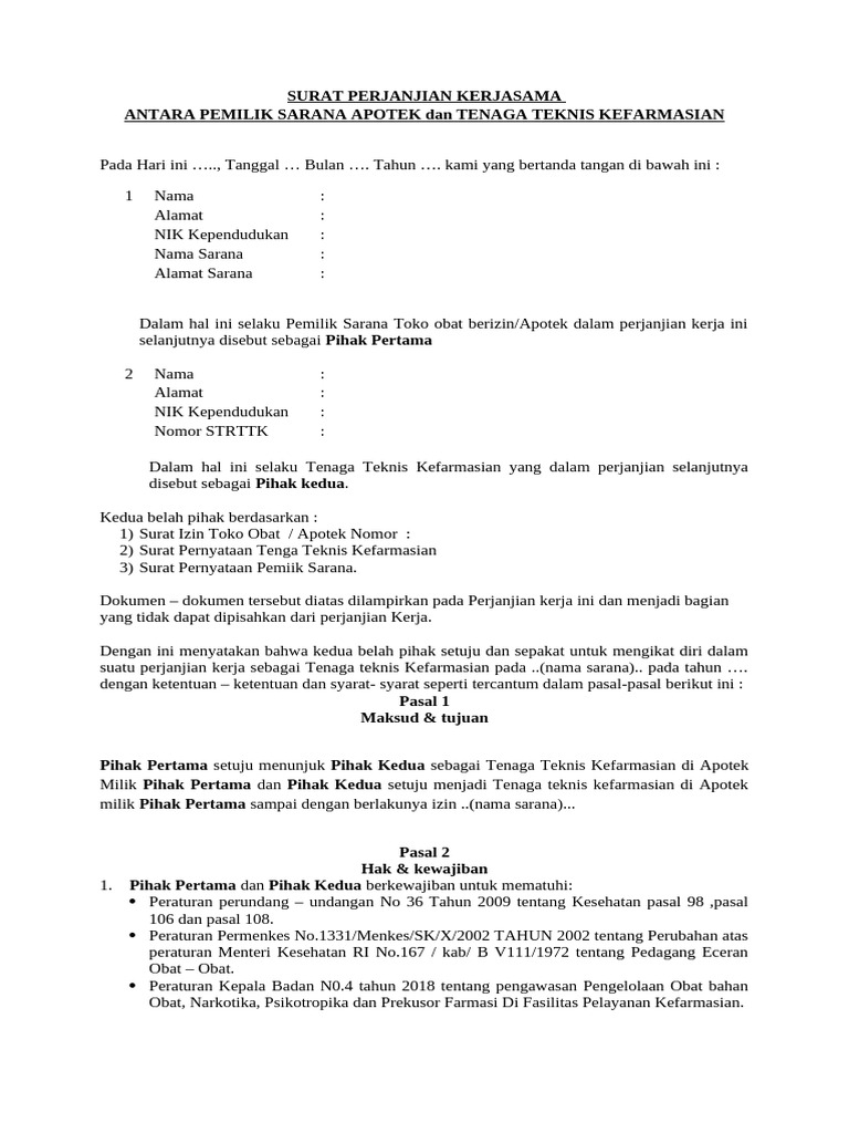 Surat Perjanjian Kerjasama Pdf