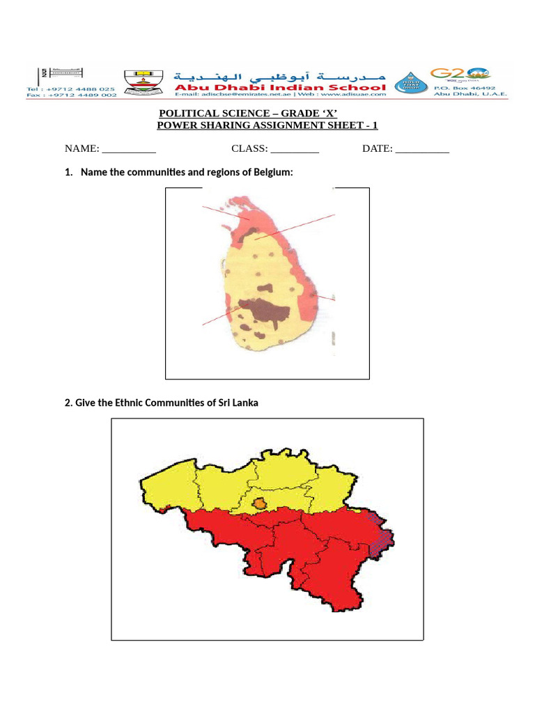 Power Sharing-WORKSHEETS | PDF