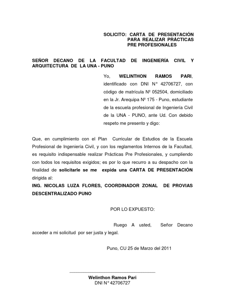 Solicitud para Realizar Practicas