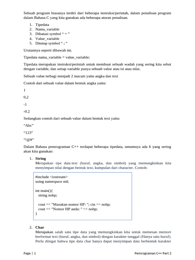 Pemrograman Part 1 | PDF