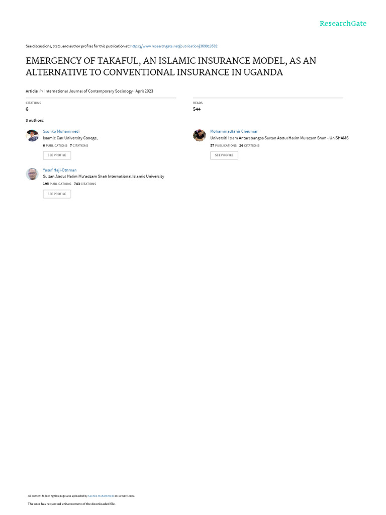 Emergency of Takaful, An Islamic Insurance Model, As An Alternative To ...