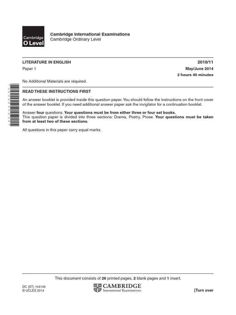 Cambridge Ordinary Level | PDF