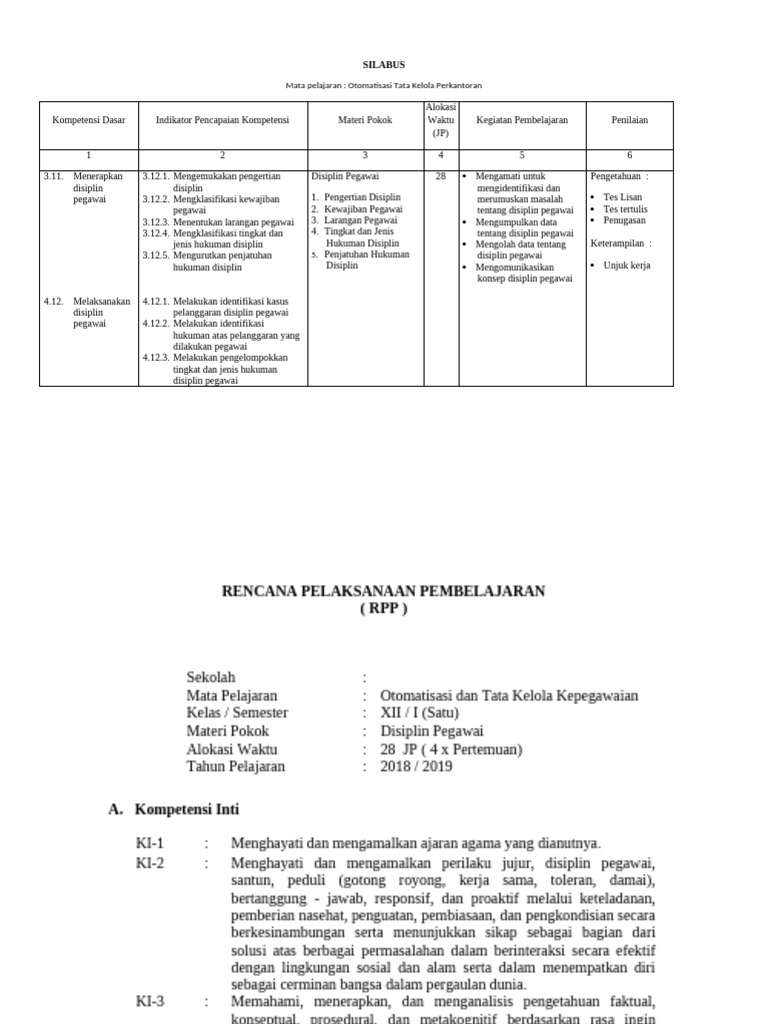 KD 12 RPP Kepegawaian | PDF