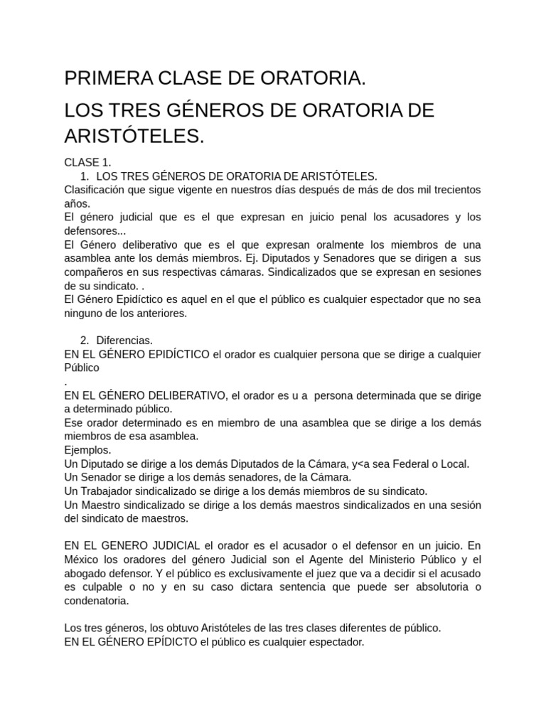 Primera Clase de Oratoria | PDF