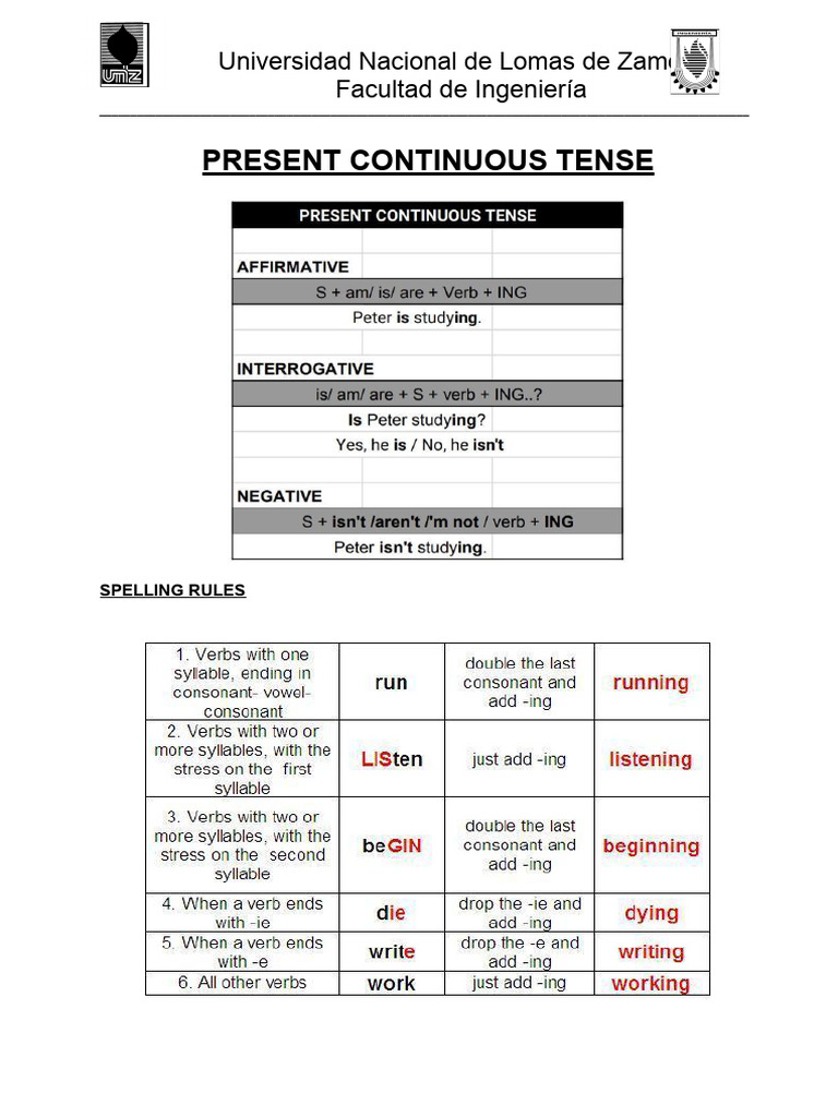 Lesson 1. Present Continuous Tense | PDF | Linguistics | Linguistic Typology