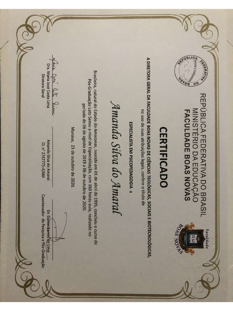Diploma Pós-Graduação Amanda | PDF