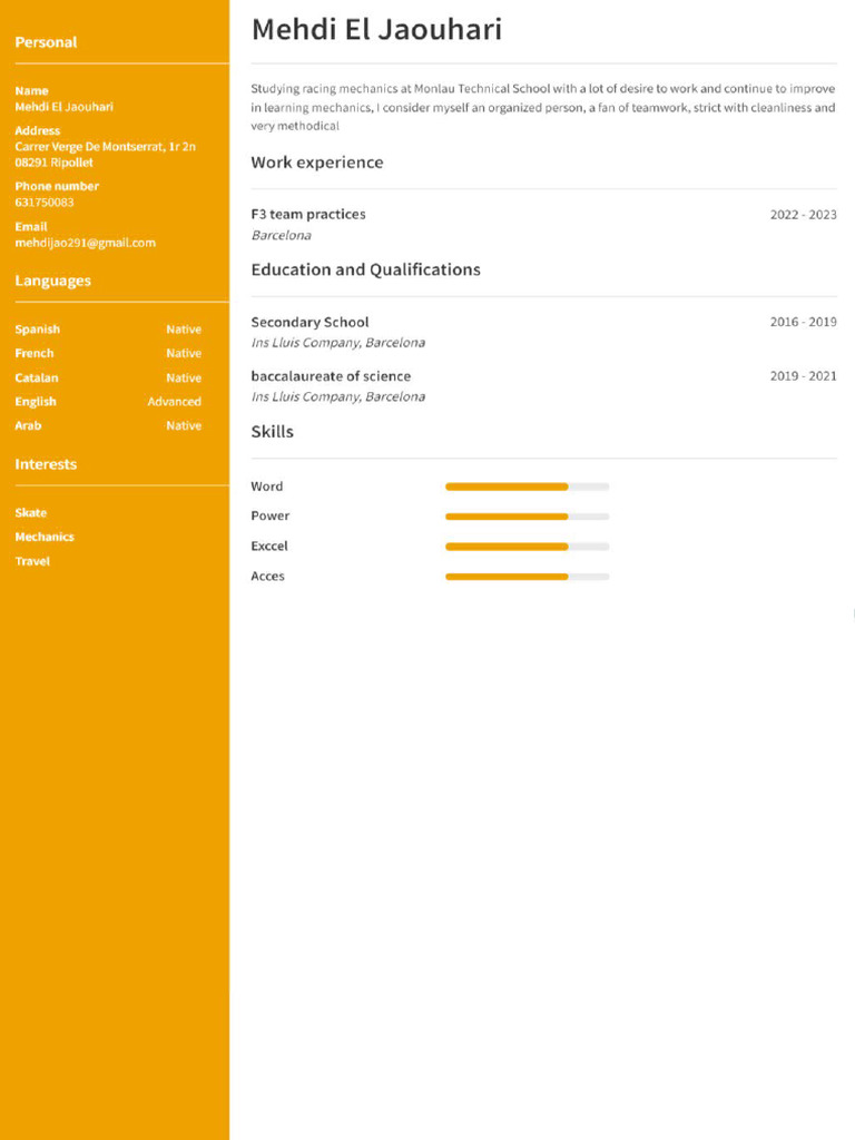 Curriculum Ingles | PDF