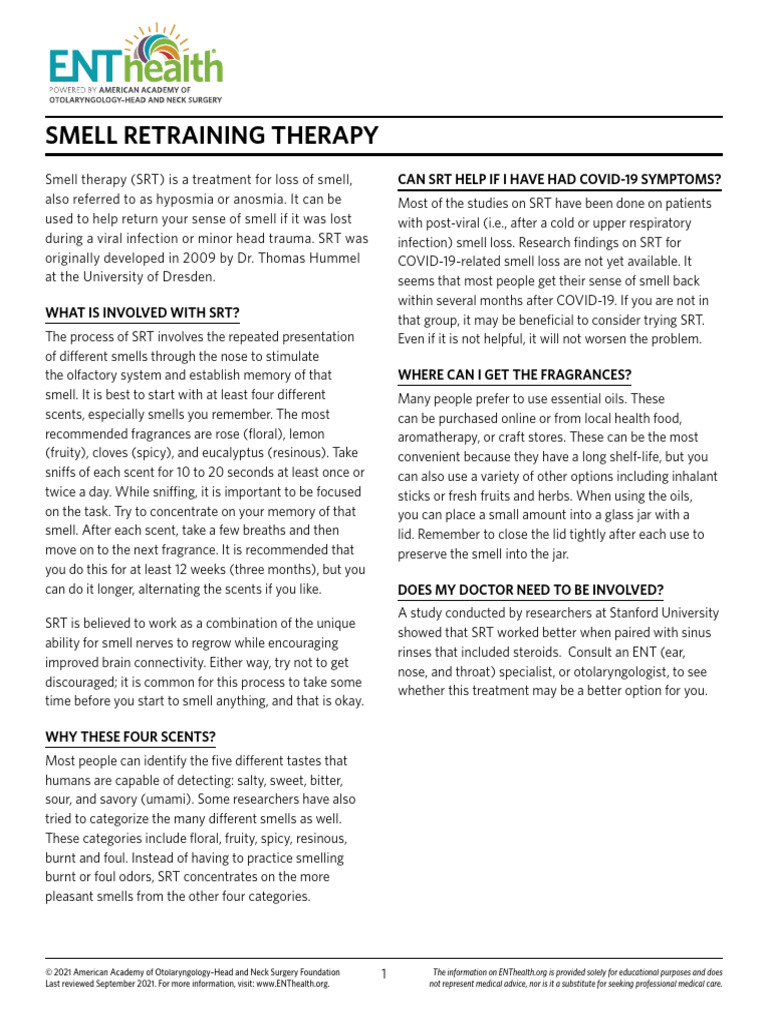 SmellRetrainingTherapy 2021 | PDF | Odor | Self-Improvement