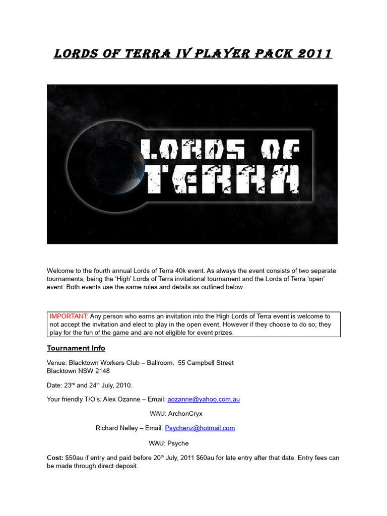 Lords Player Pack | PDF