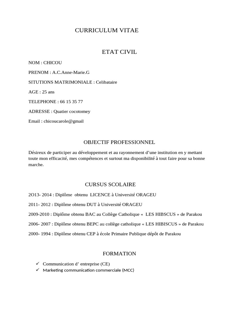 CV Carole Derniere Correction2 | PDF