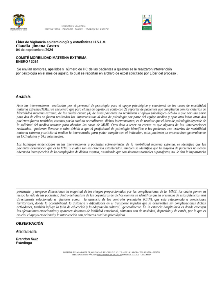 Informe Mme Agosto 2024 | PDF