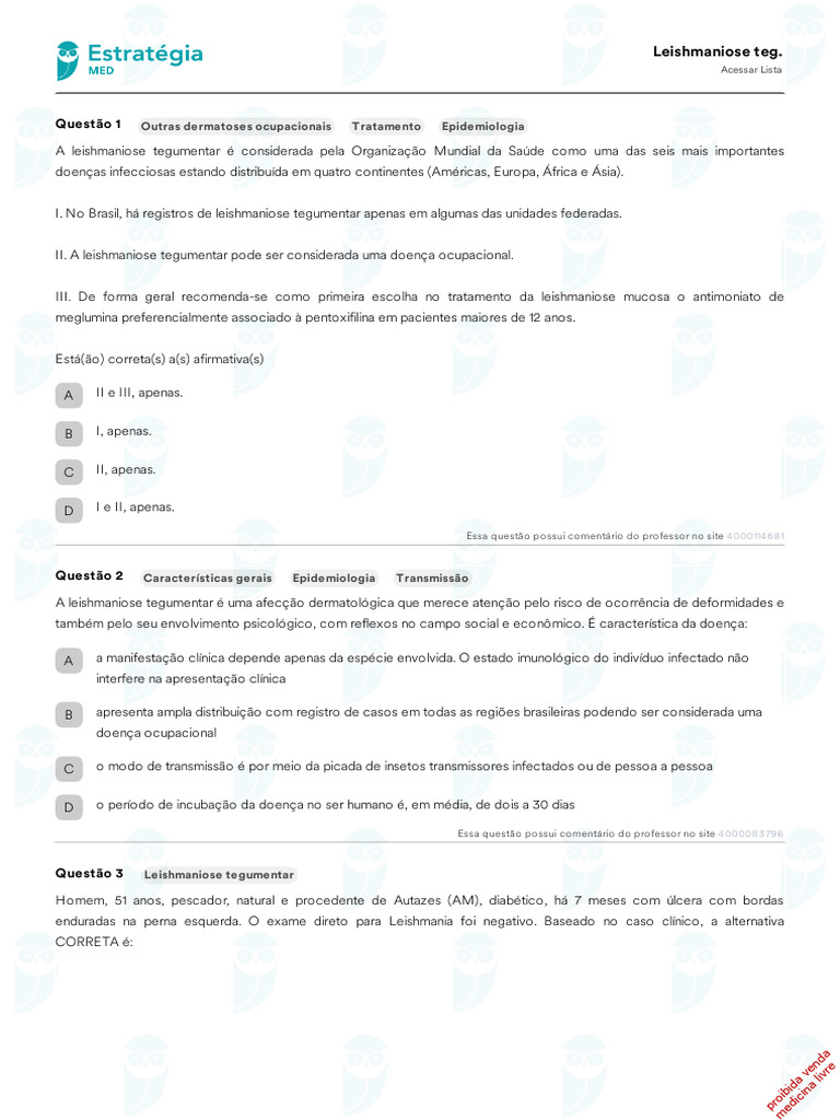 Leishmaniose Teg | PDF