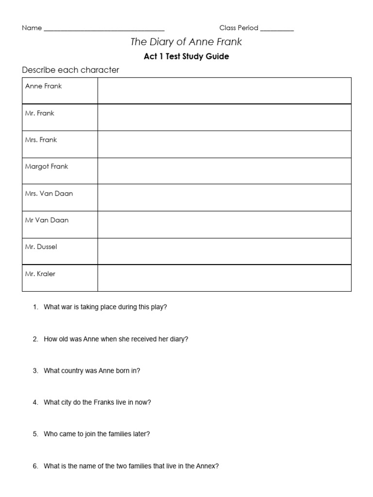 DOAF Act 1 Test Study Guide | PDF