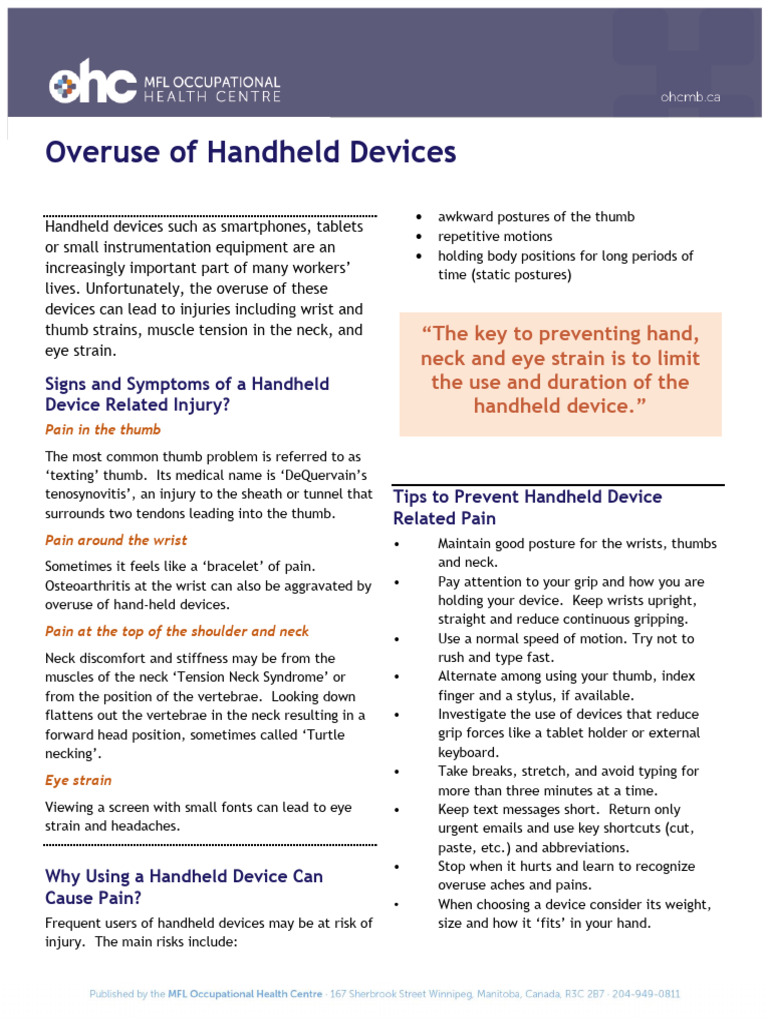 Handheld Devices | PDF | Musculoskeletal System | Clinical Medicine