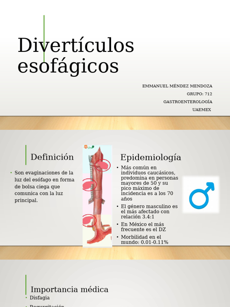 Divertículos Esofágicos: Diagnóstico y Tratamiento | PDF | Esófago ...