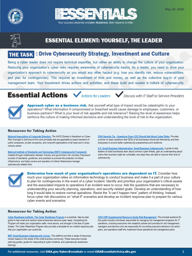 CISA Cyber Essentials | PDF