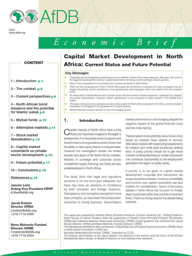 Economic Brief - Capital Market Development in North Africa Current ...