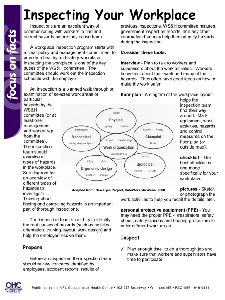 Inspecting Your Workplace | PDF | Occupational Safety And Health ...