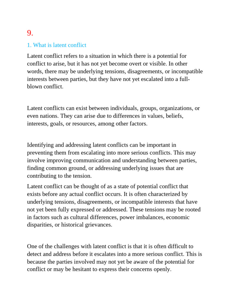 What Is Latent Conflict | PDF