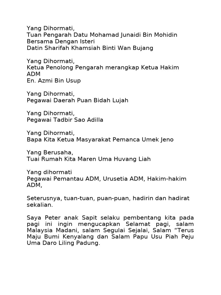 Ucapan Pembentangan | PDF | Memasak, Makanan, & Anggur