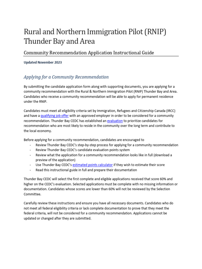 RNIP-Thunder-Bay-and-Area-Application-Guide-2024-Recommendations 2 | PDF