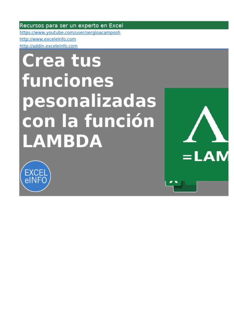 Función LAMBDA en Excel - Crea Tus Funciones Personalizadas ... Función LAMBDA en Excel - Crea Tus Funciones Personalizadas ...