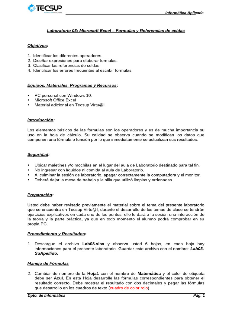 L03 Fórmulas y Referencias de Celdas-1 | PDF | Laboratorios | Microsoft ...