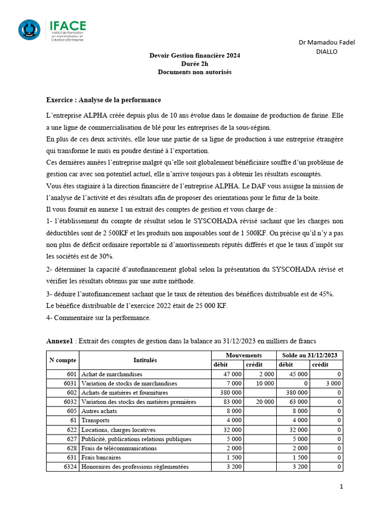 Devoir Iface 2024 (Application 2) | PDF