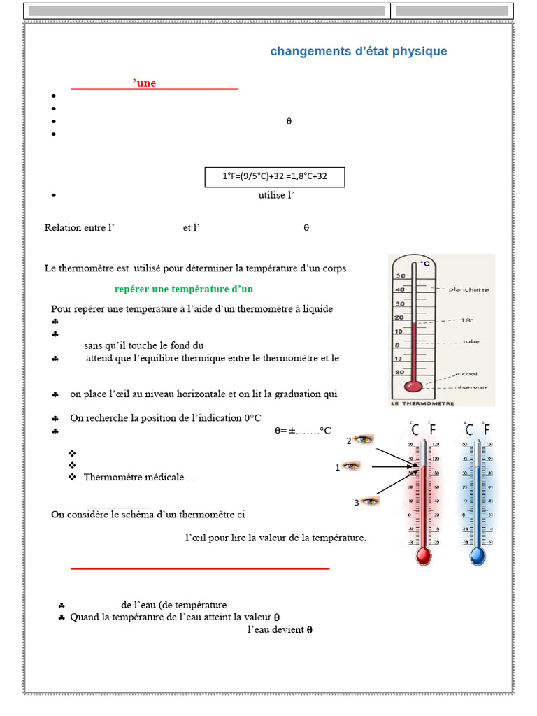 Température, chaleur et états de la matière | PDF | Température ...