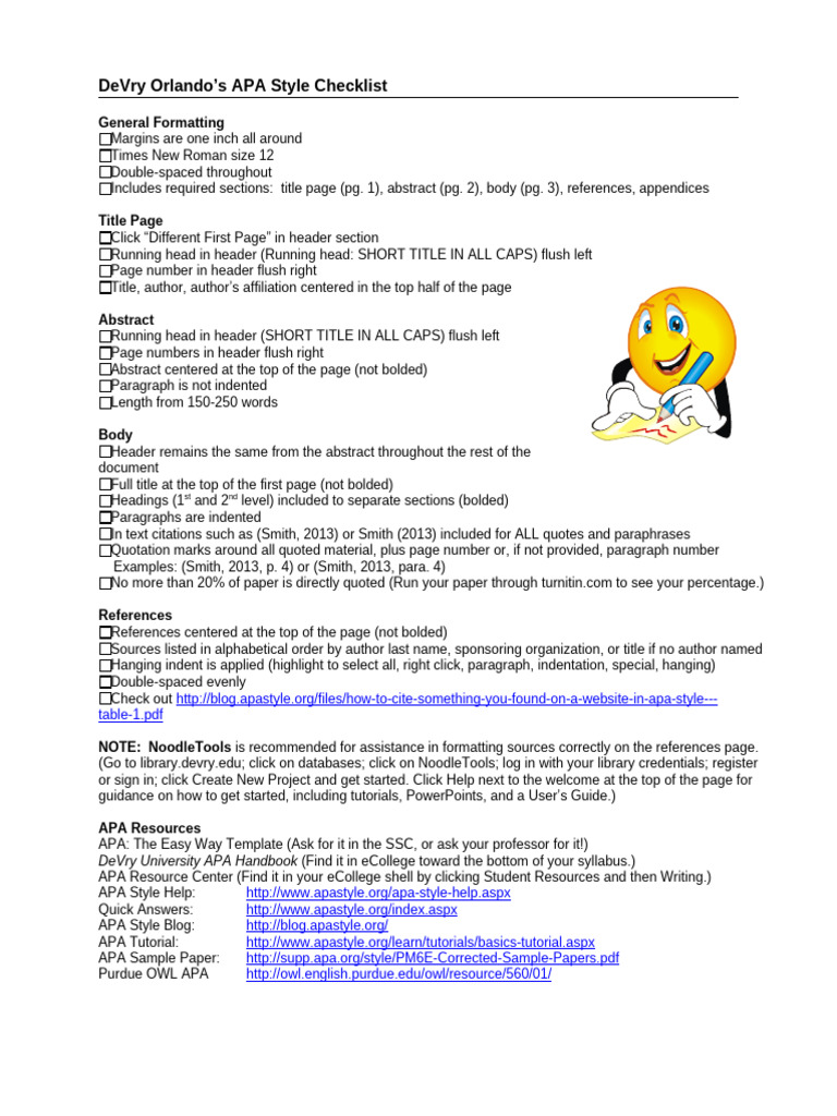 APA Style Checklist | PDF