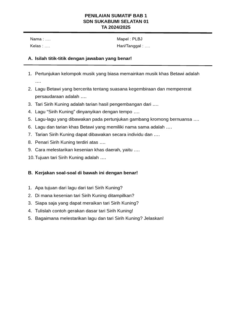 Penilaian Sumatif Bab 1 Dan 2 | PDF