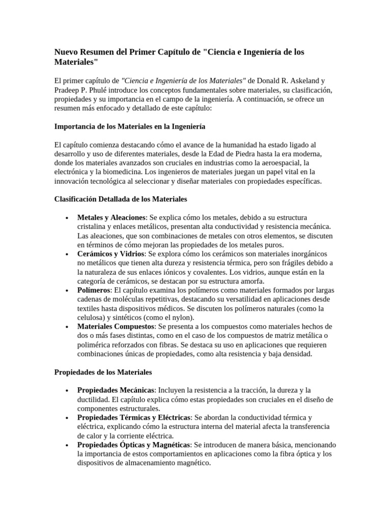 Resumen Cap1 Materiales | PDF