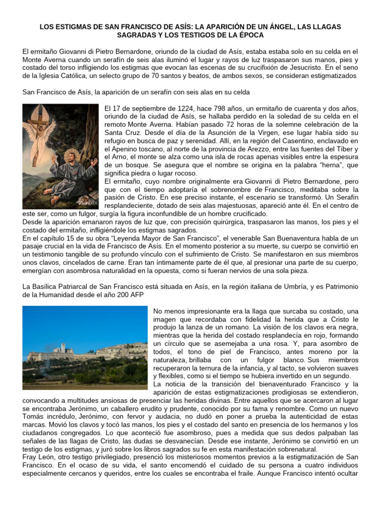 LOS ESTIGMAS DE SAN FRANCISCO DE ASÍS | PDF