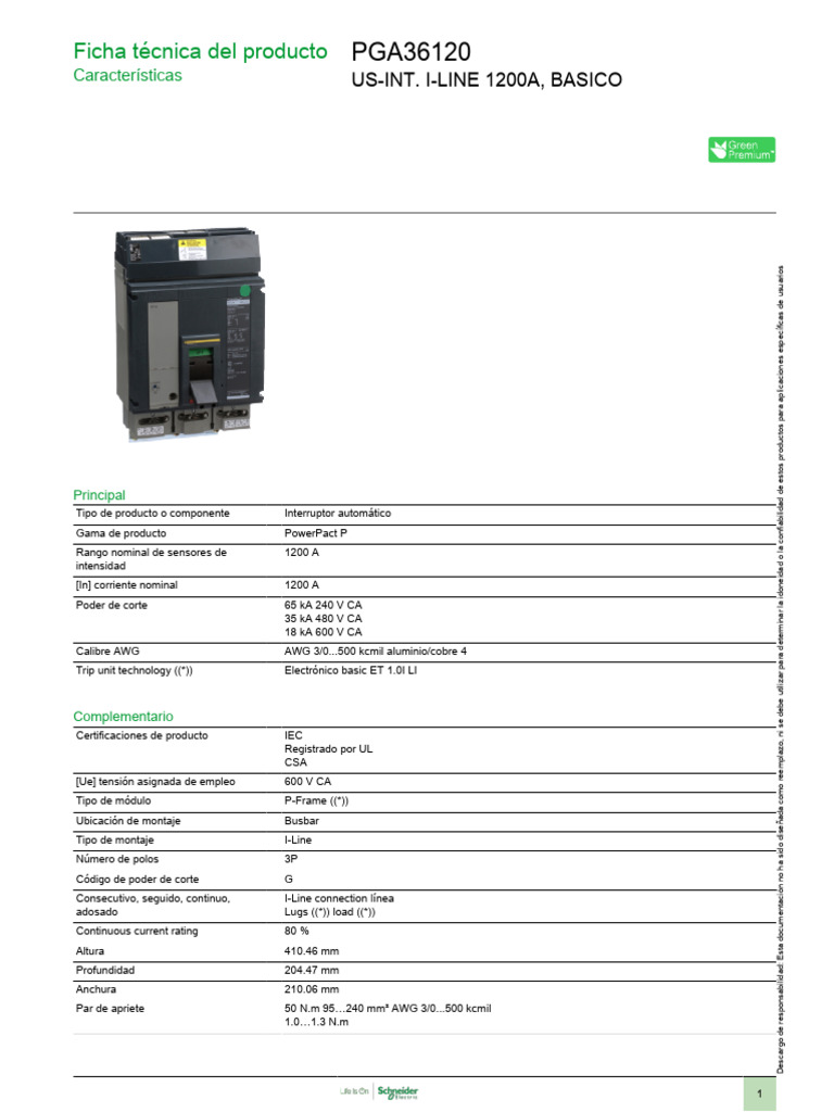 Xx-Interruptores de Caja Moldeada PowerPact Marco M - P y R - PGA36120 ...