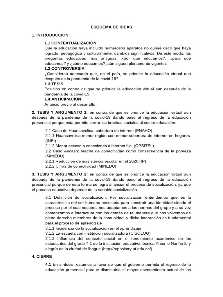 Esquema de Retorno A Clases | PDF