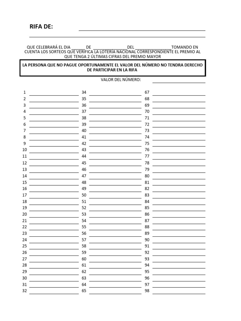 Hoja de Rifa | PDF