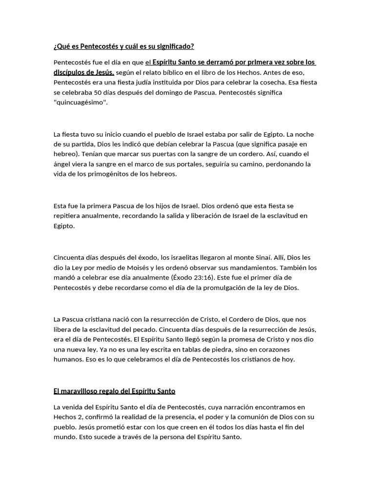 Qué Es Pentecostés y Cuál Es Su Significado | PDF