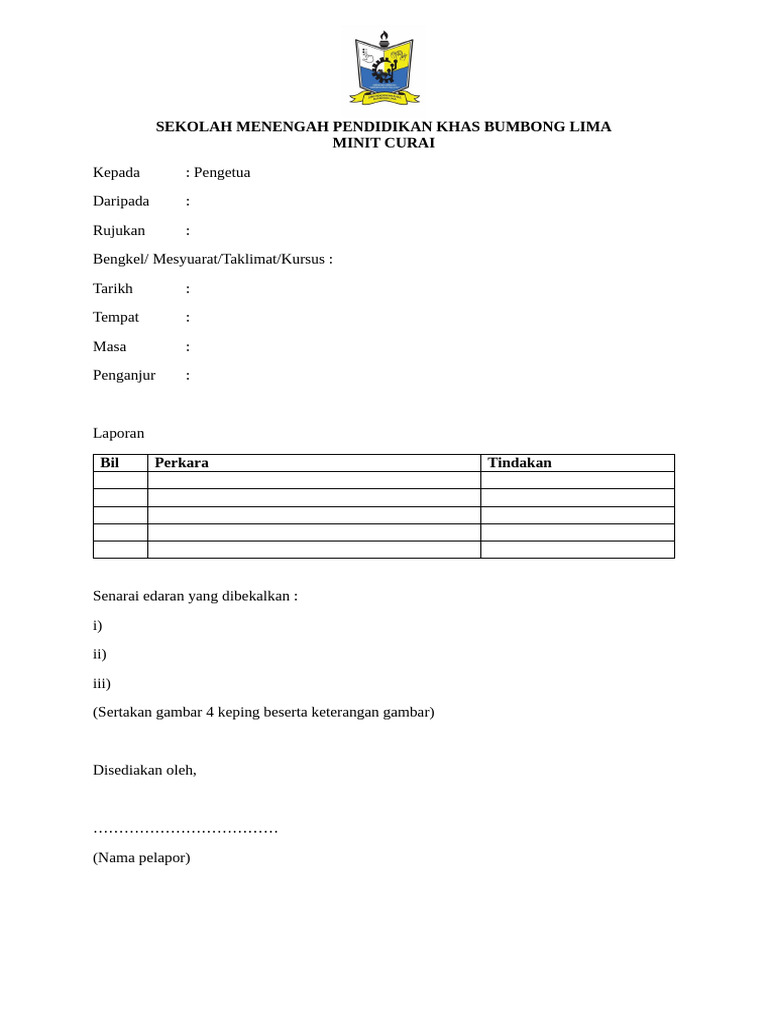 Template Minit Curai | PDF