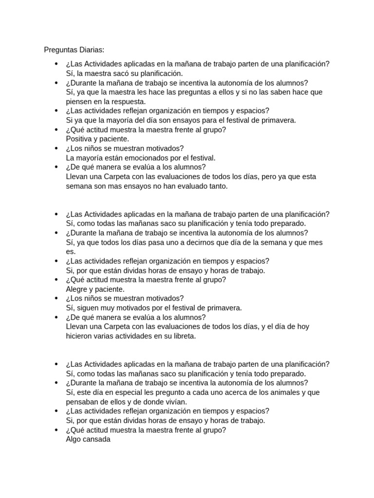 Preguntas Diarias | PDF