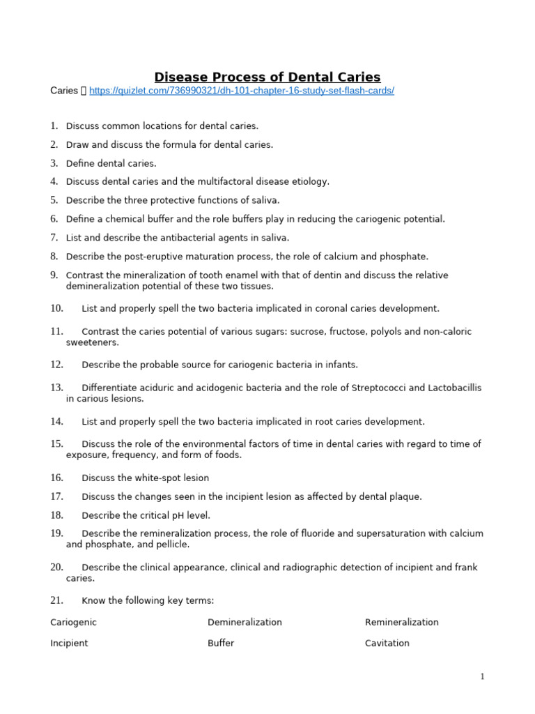 Dental Caries Student Handout | PDF