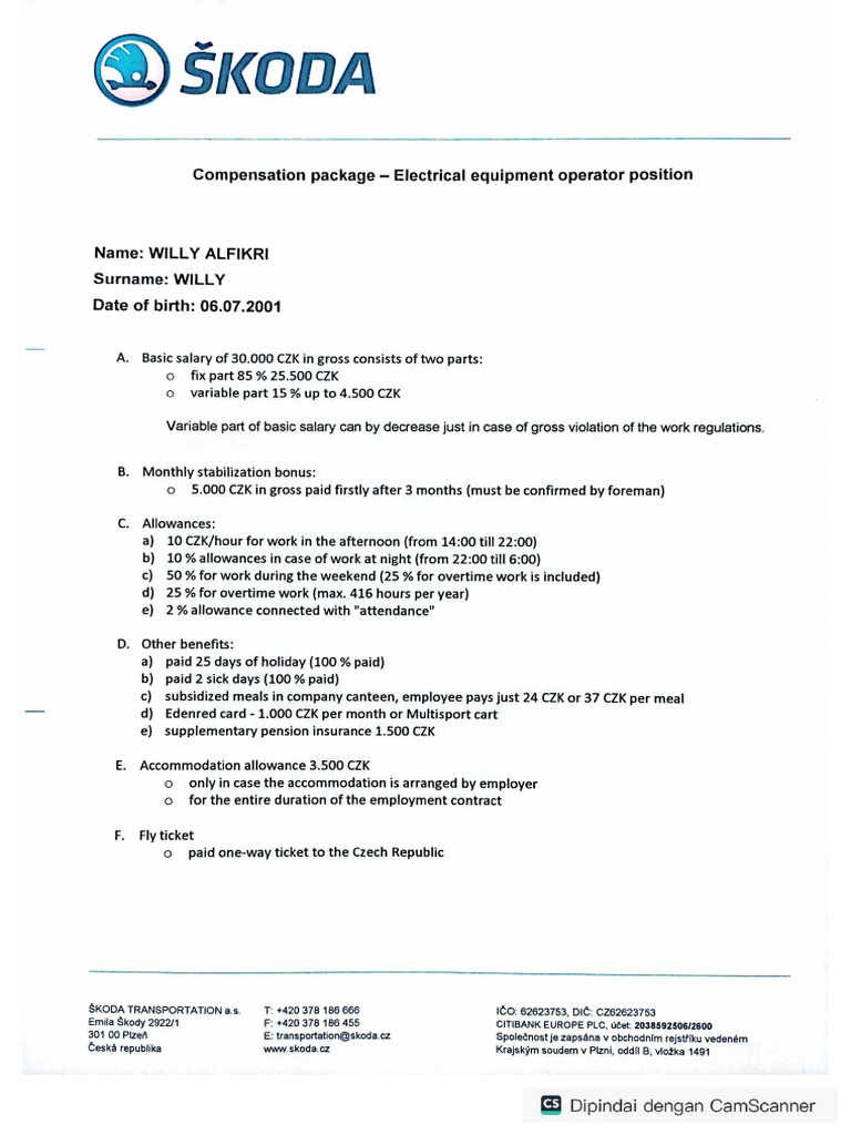 Electrical Equipment Operator Position - Indonesia - WILLY ALFIKRI | PDF