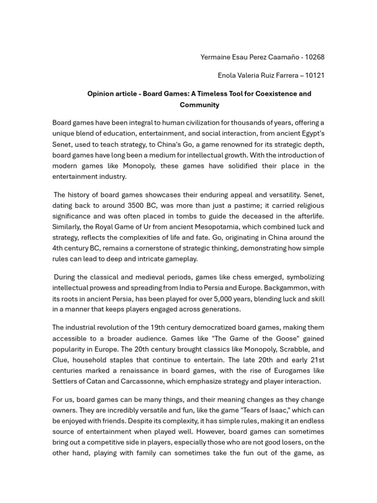 History of Board Games | PDF