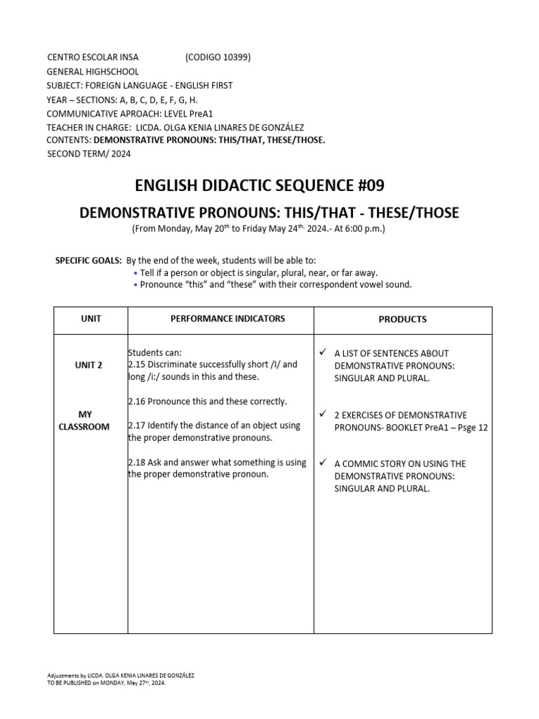 English Didactic Sequence - 09 | PDF