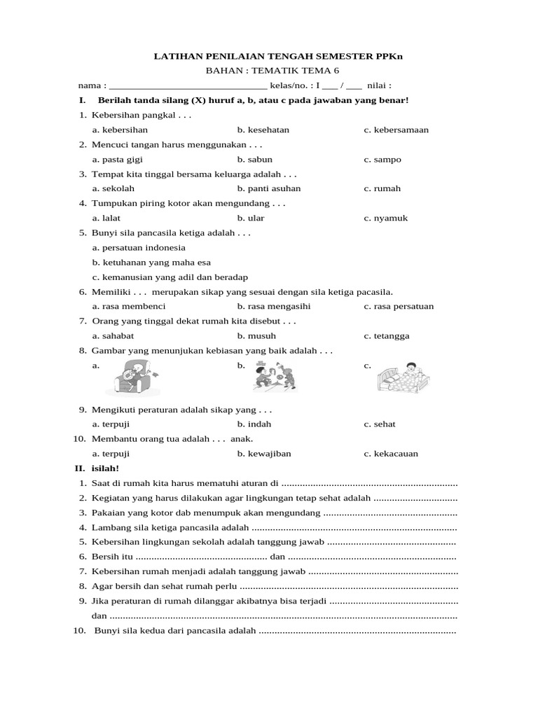Latihan Penilaian Tengah Semester Ppkn Pdf