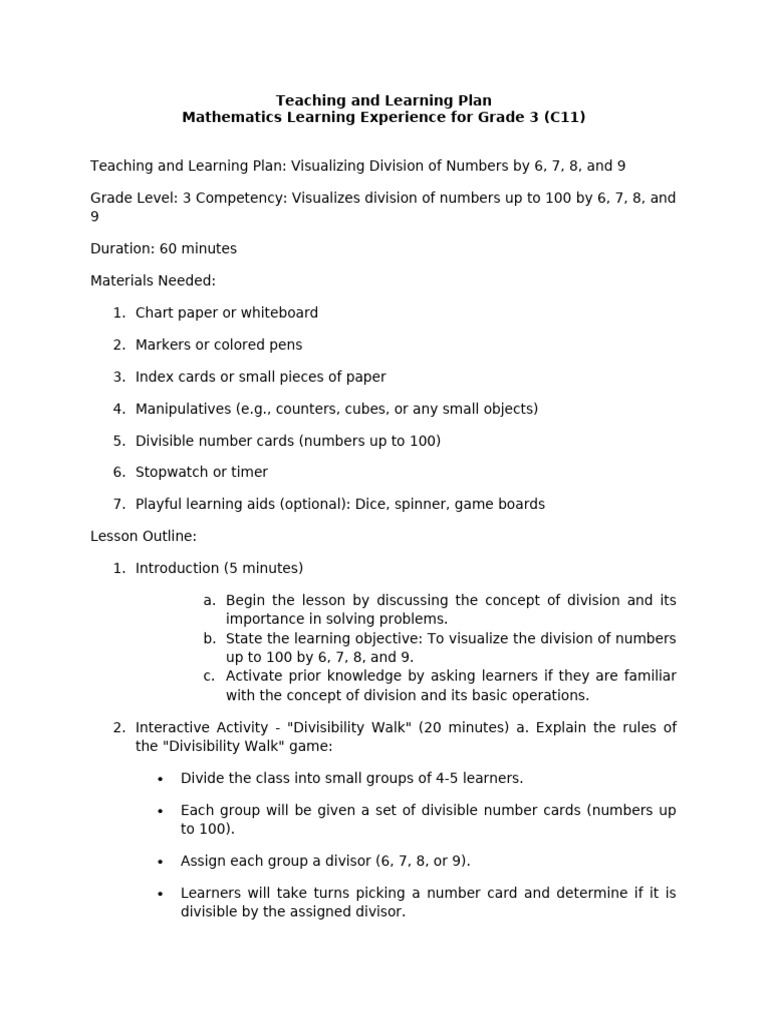 Grade 3TL Plan C11 | PDF
