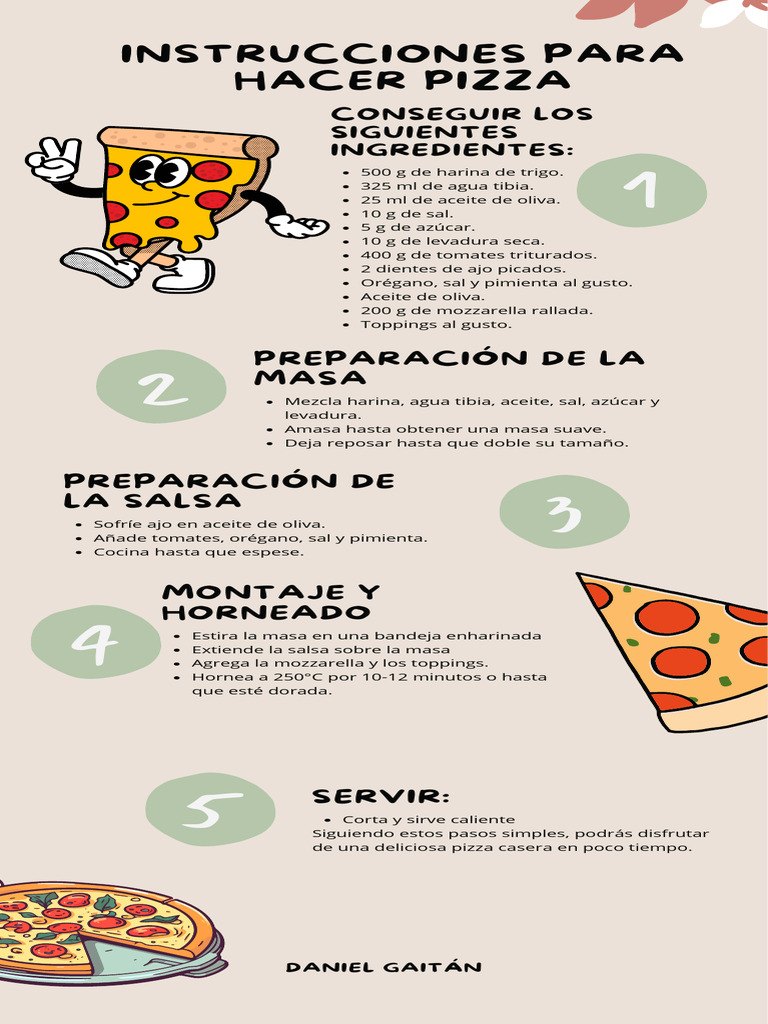 Instrucciones para Hacer Pizza | PDF