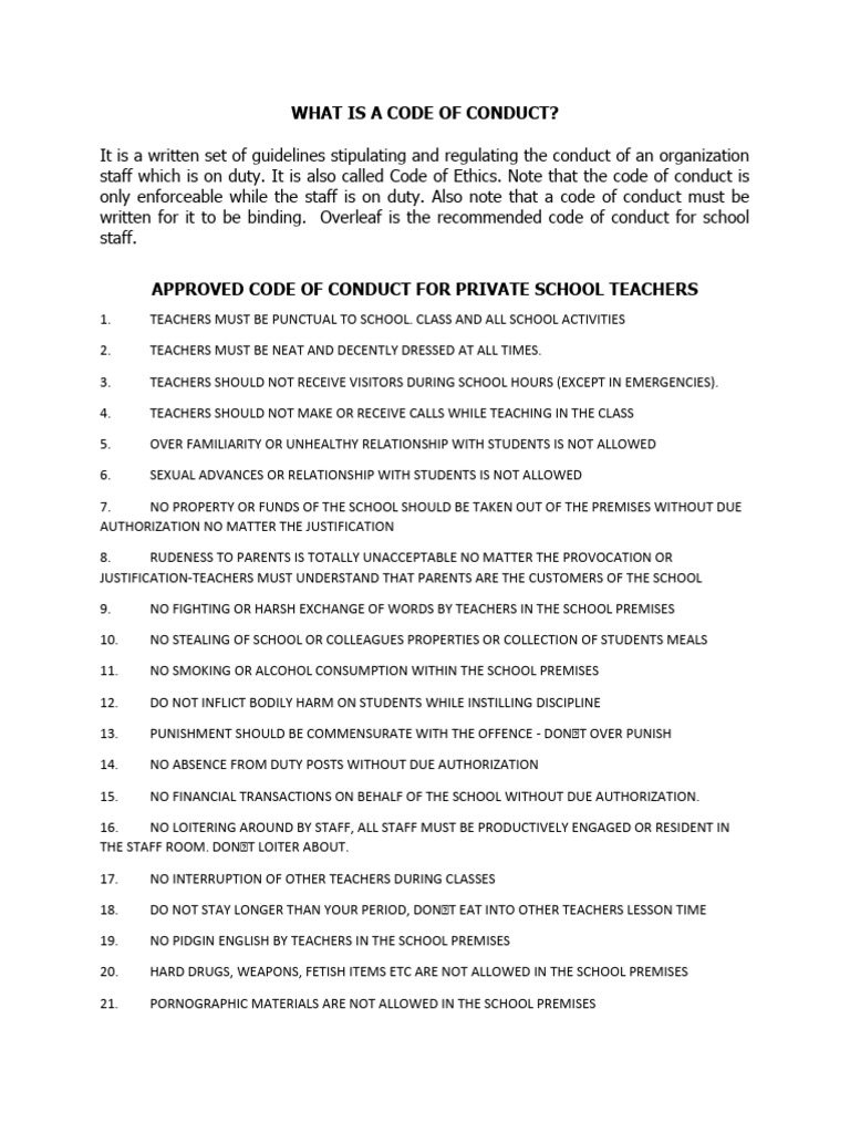 School Code of Conduct | PDF