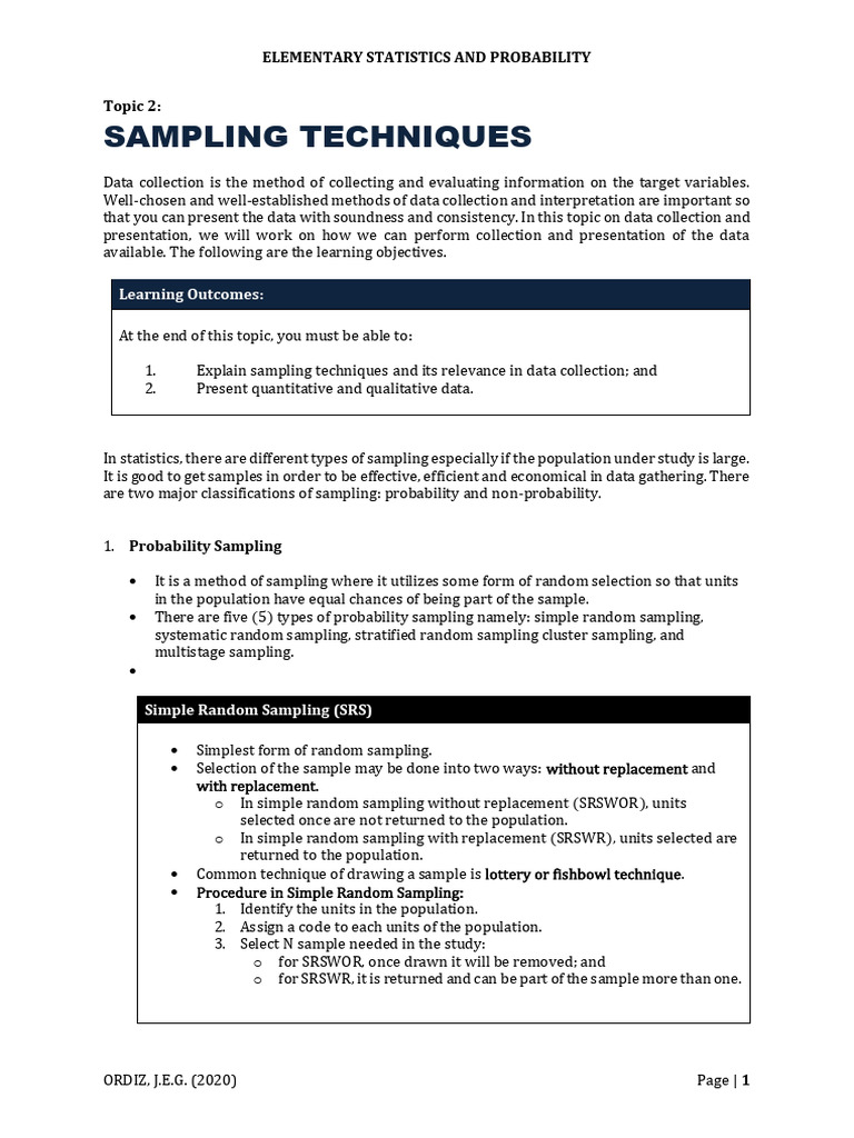 Sampling Techniques in Statistics | PDF | Sampling (Statistics ...