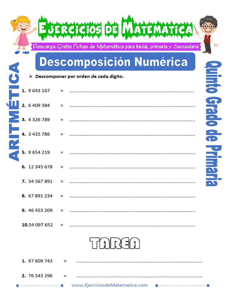 Actividades-de-Descomposicion-Numerica-para-Quinto-de-Primaria | PDF